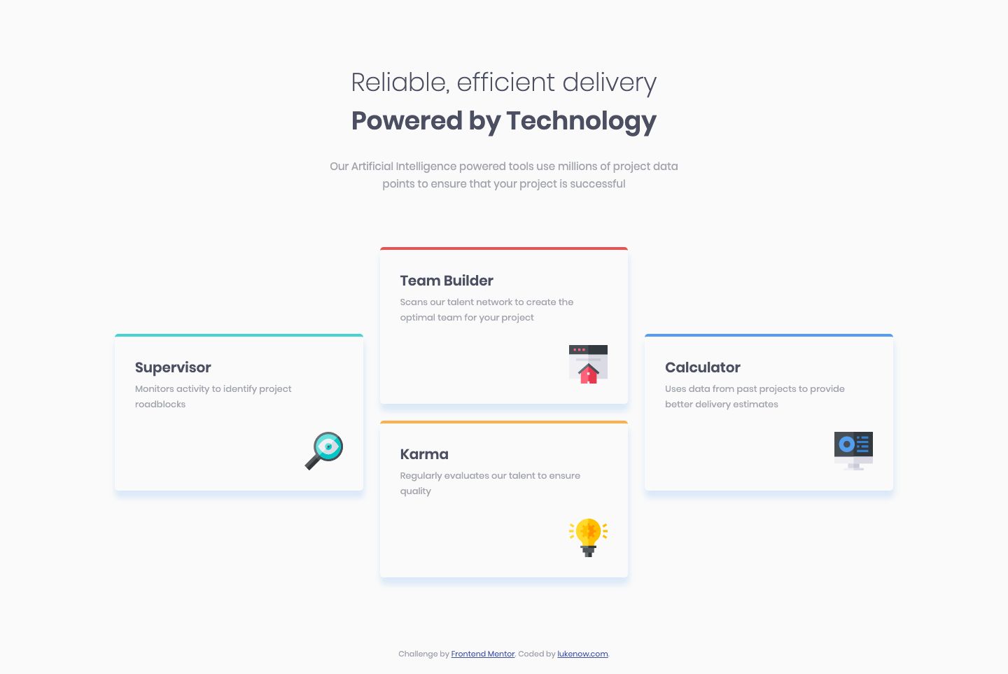Frontend Mentor | Four card feature section - HTML, CSS, Flexbox and Grid coding challenge solution