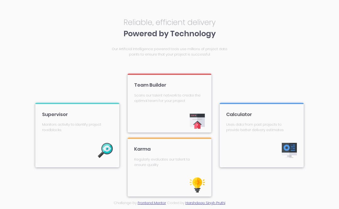 Frontend Mentor | Four Card Feature Box using CSS Flexbox coding challenge solution