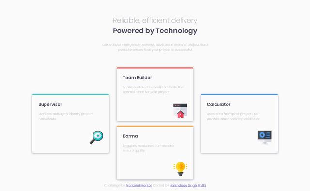 Frontend Mentor | Four Card Feature Box using CSS Flexbox coding challenge solution