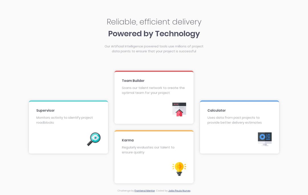 Frontend Mentor | Four card feature section | HTML and CSS w/ Visual Code coding challenge solution