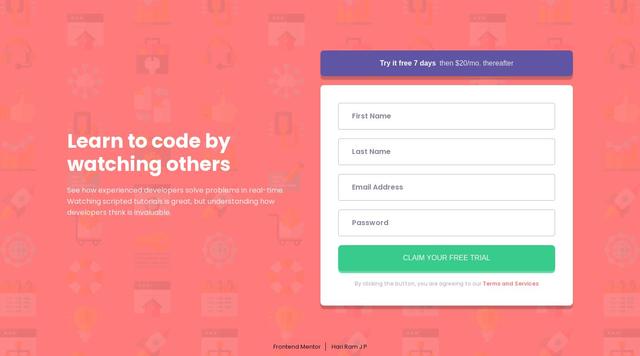 Frontend Mentor | Sign up Form using CSS and Javascript coding ...