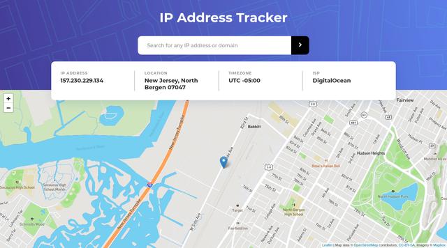 Frontend Mentor | IP Address Tracker React.js/Leaflet/Mapbox coding challenge solution