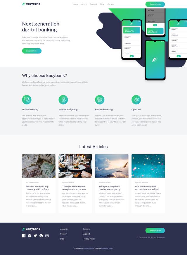 Frontend Mentor | Easybank landing page using css grid and flexbox coding challenge solution