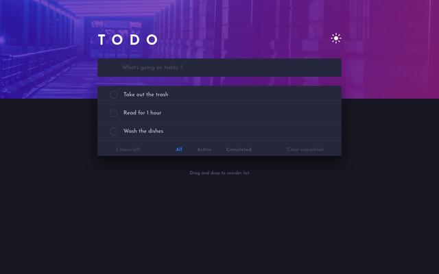 Frontend Mentor | React JS todo web app with drag and drop functionality coding challenge solution