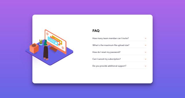 Frontend Mentor | Responsive accordion component built with HTML5 and CSS3 (no JS) coding ...