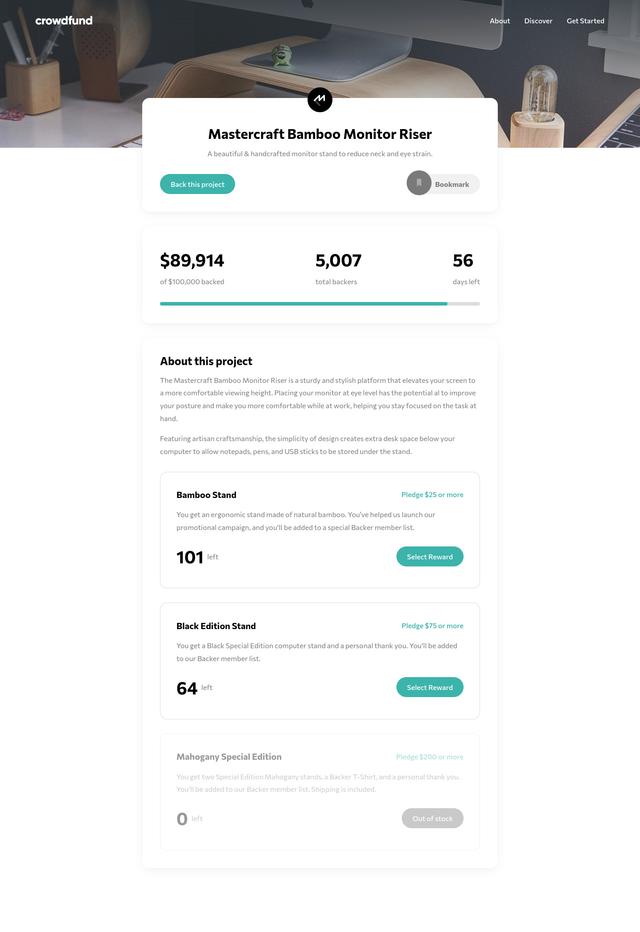 Frontend Mentor | Crowdfunding - HTML, CSS and JS coding challenge solution