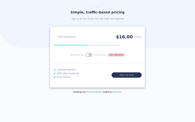 Frontend Mentor | Interactive Pricing Components built with HTML, CSS ...