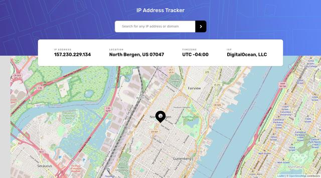 Frontend Mentor | IP Address Tracker with ReactJs and React-leaflet coding challenge solution