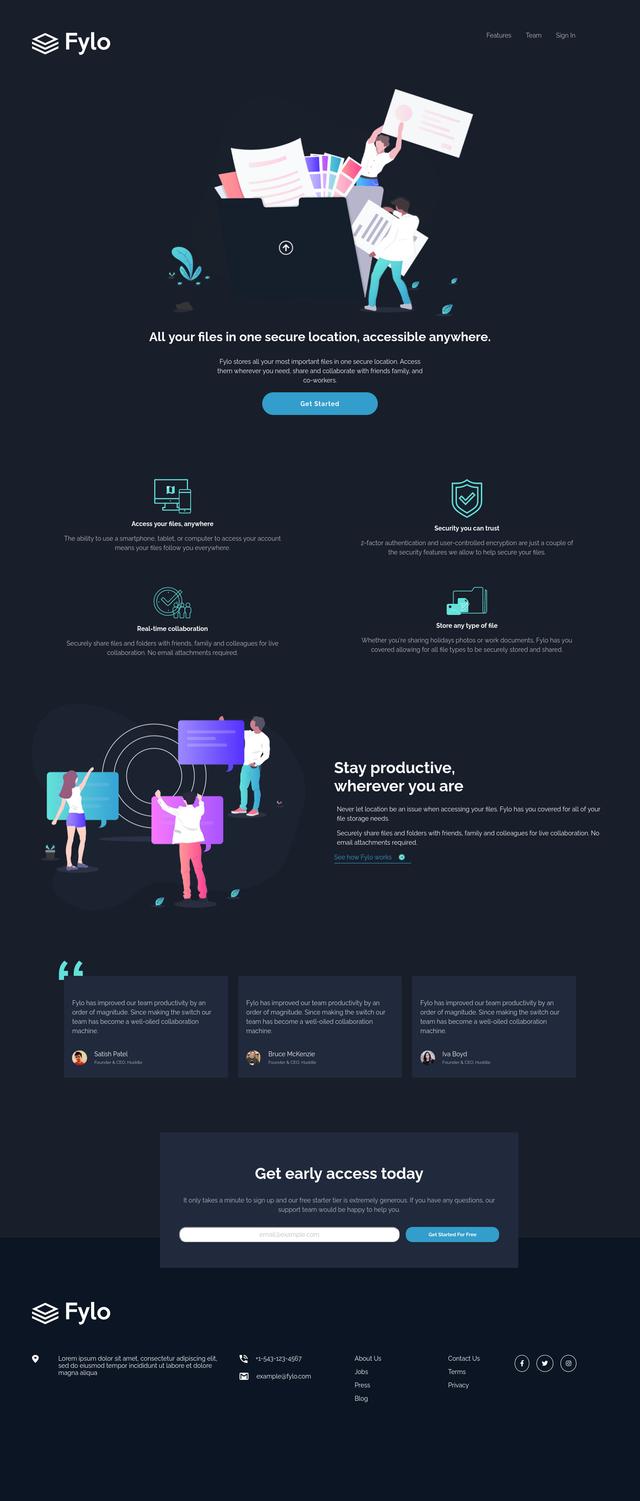 Frontend Mentor | Flyo Dark Theme using HTML5 , CSS Grid & FlexBox coding challenge solution