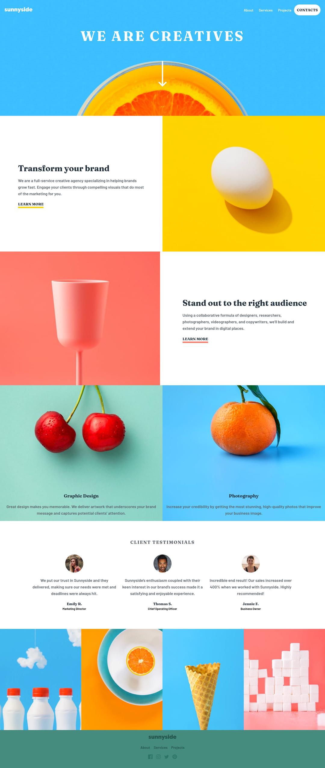 Frontend Mentor | Sunnyside Landing Page in ReactJs and TailwindCSS coding challenge solution