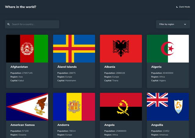 Frontend Mentor | Country flag site with React.js and Sass coding challenge solution