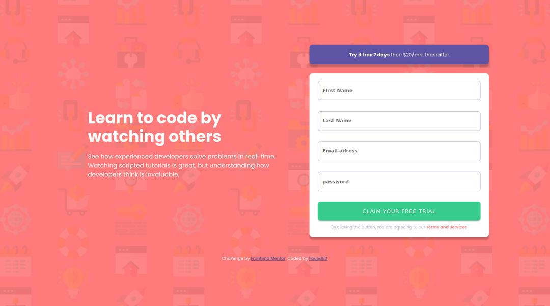 Frontend Mentor | css, flexbox, javascript validation coding challenge solution