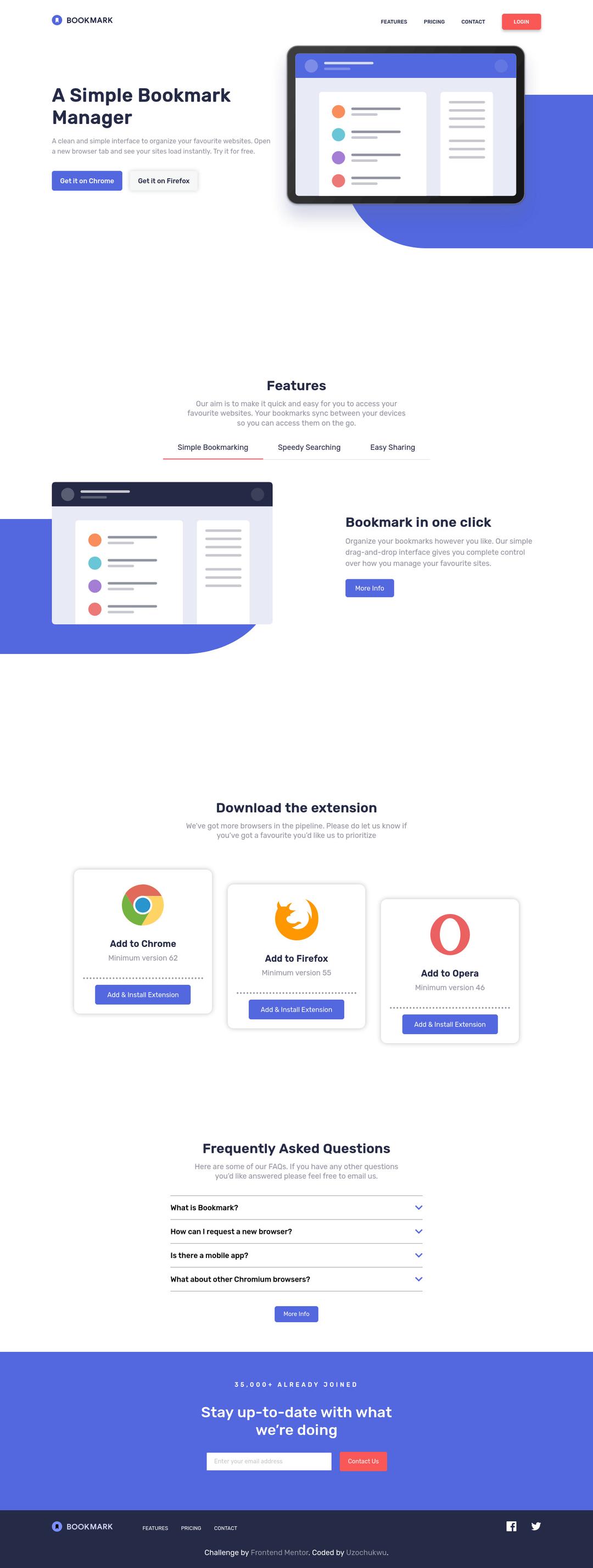 Frontend Mentor | Responsive Bookmark landing page built using HTML, CSS and JavaScript coding ...