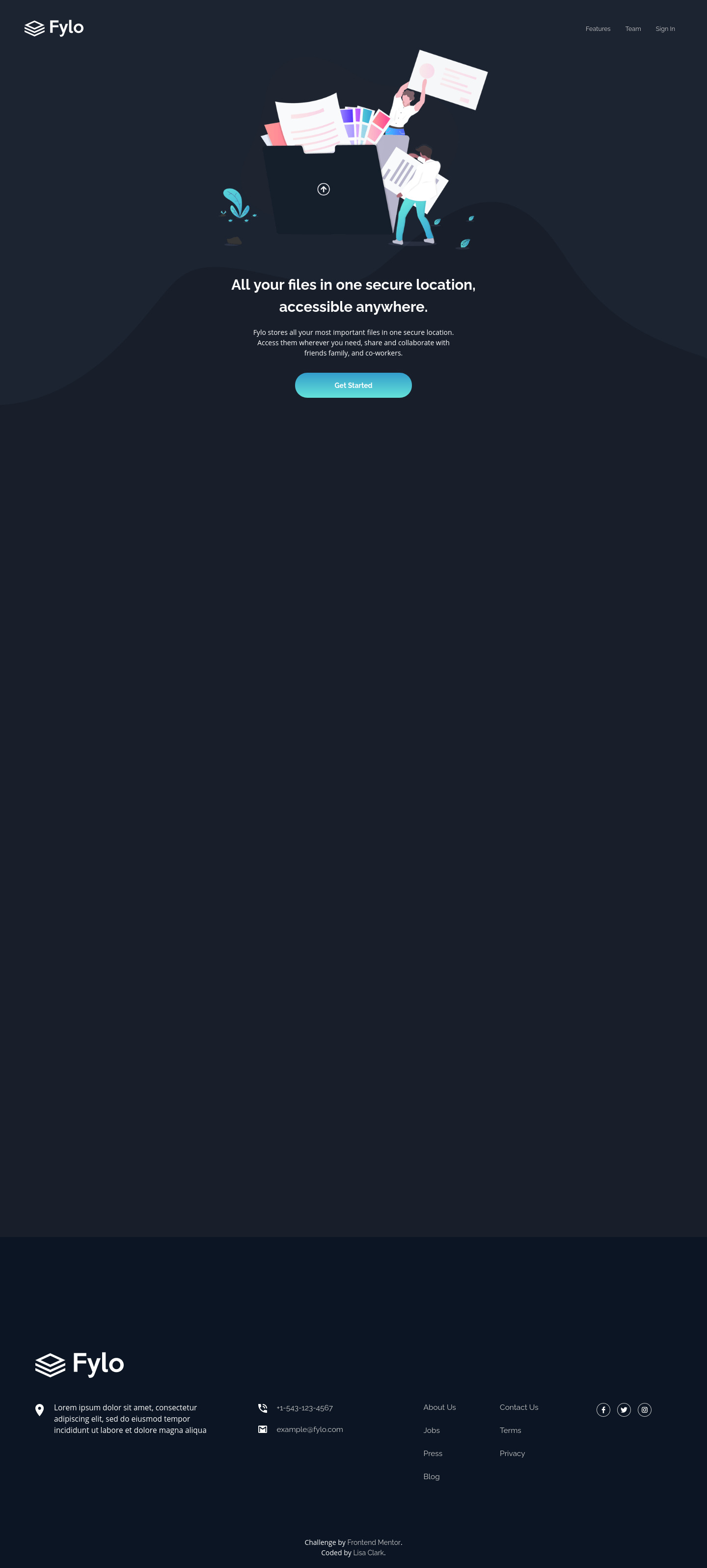 Frontend Mentor | Fylo dark theme landing page using HTML, CSS, JS ...