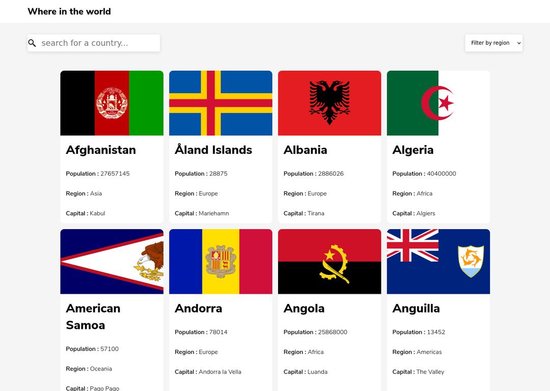 Frontend Mentor | Rest Countries using HTML, CSS, Javascript (no frameworks) coding challenge ...