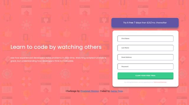 Frontend Mentor | Intro-Component-With-Sign-Up-Form using CSS Flexbox as layout coding challenge ...