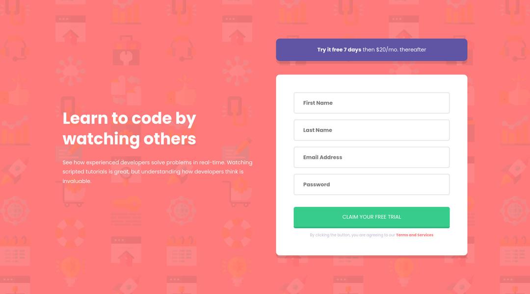 Frontend Mentor | Intro component with sign up form solution with HTML, CSS, JS coding challenge ...