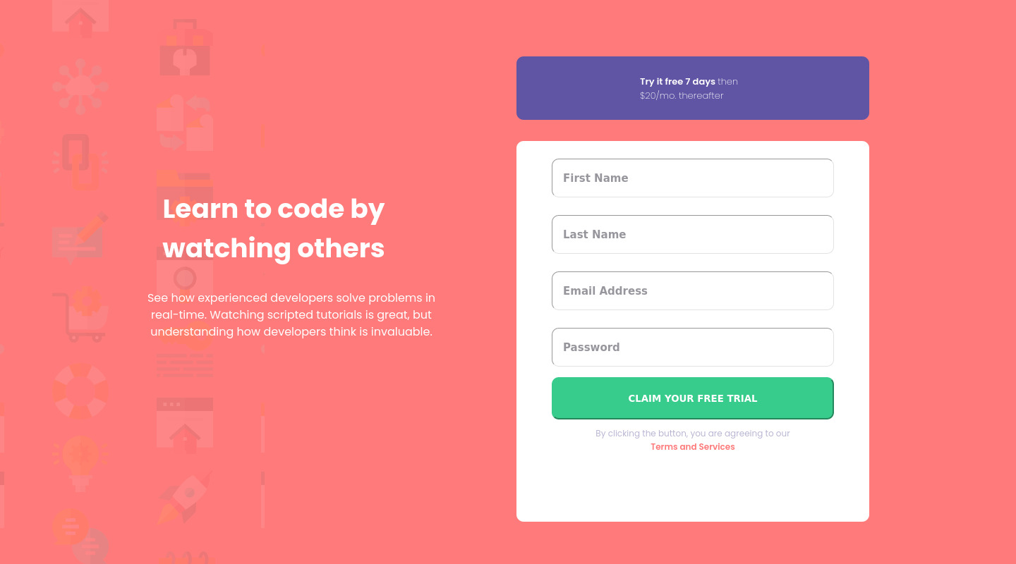 Frontend Mentor | Intro Component with Signup Form using HTML CSS and JS coding challenge solution