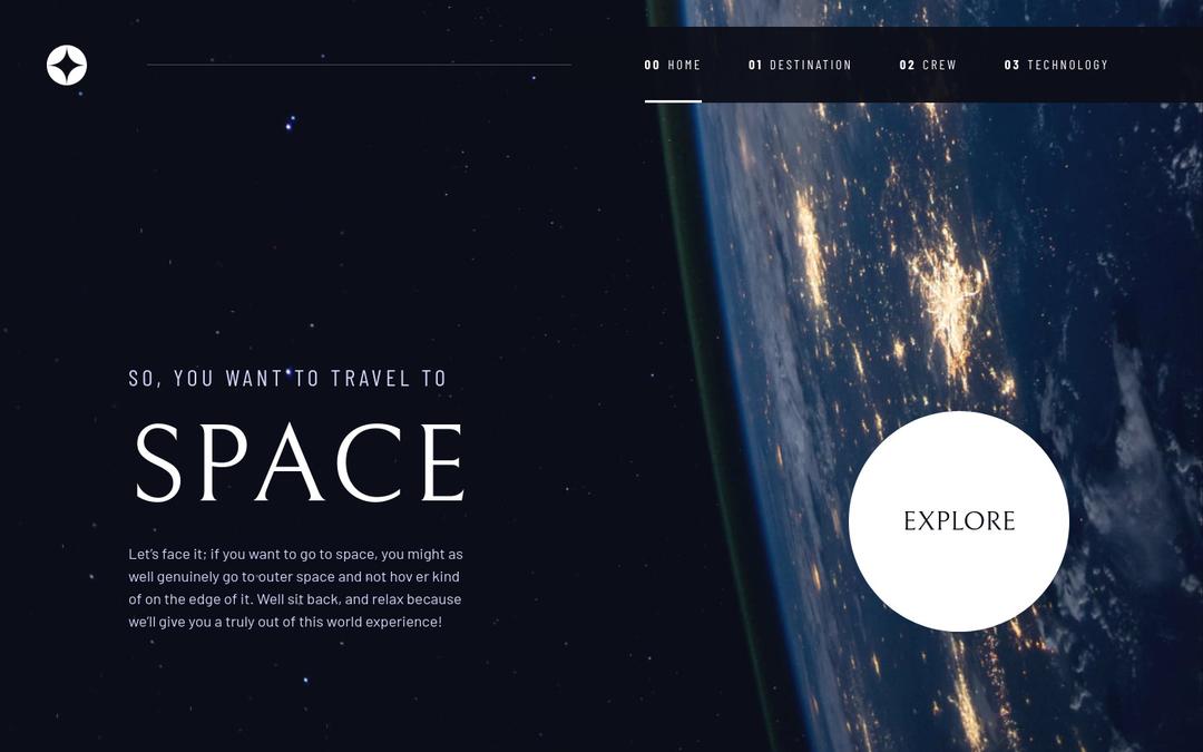Frontend Mentor | Space Travel website using CSS Grid and JavaScript coding challenge solution
