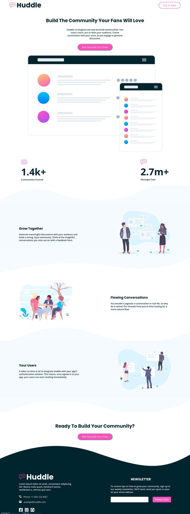 Frontend Mentor | Huddle landing page made with CSS and HTML coding challenge solution