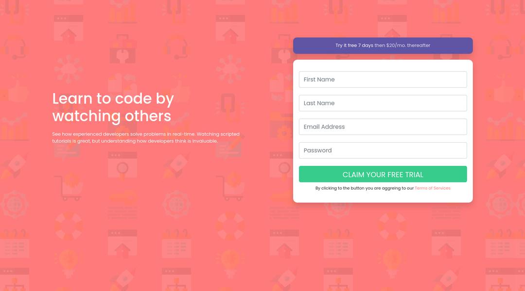 Frontend Mentor | Intro component with sign up form created with react and bootstrap coding ...
