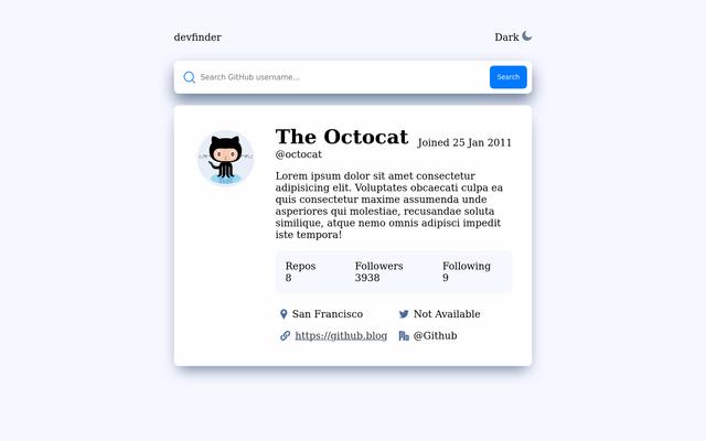 Frontend Mentor Github Finder Using Html Css Vanilla Js Coding