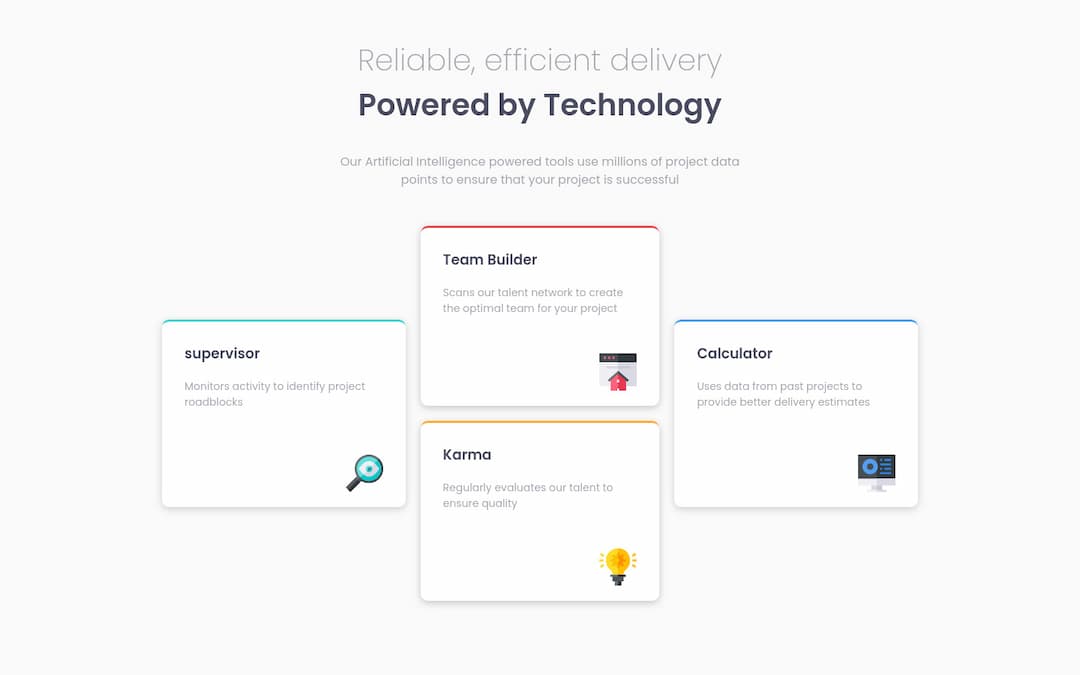 Frontend Mentor | Responsive four card feature section using flexbox coding challenge solution