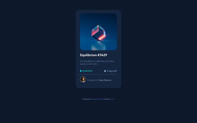 Frontend Mentor | Responsive NFT Card Challenge Using HTML & CSS coding challenge solution