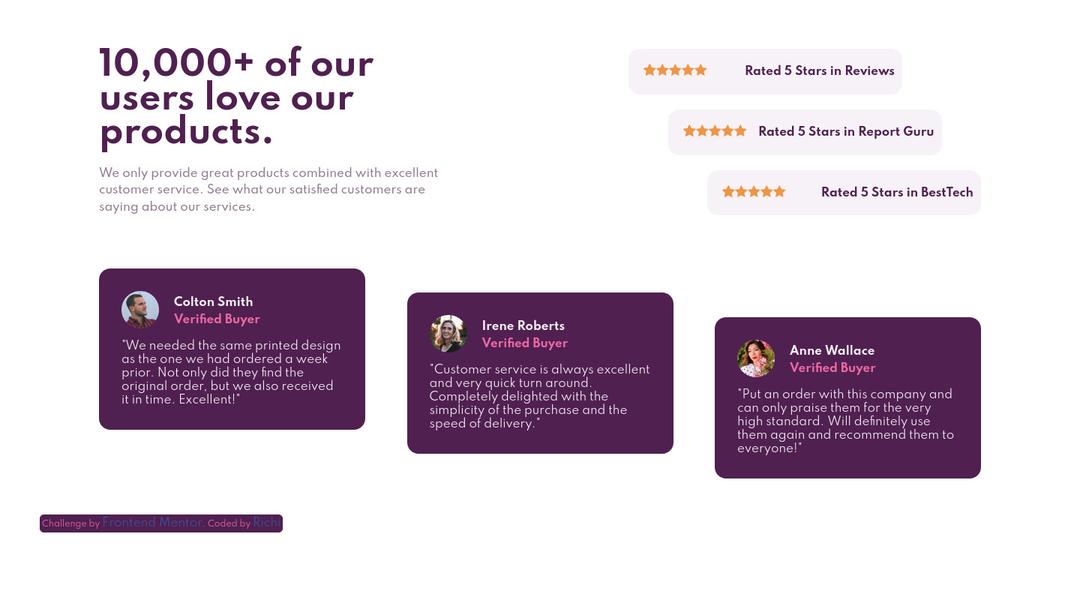 Frontend Mentor | social-proof-section-master solved using HTML, CSS and Flexbox coding ...