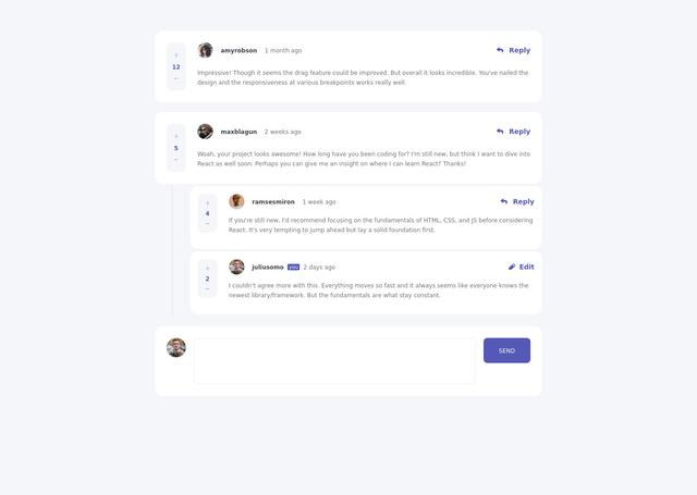 Frontend Mentor | Desktop Comment App Using React coding challenge solution
