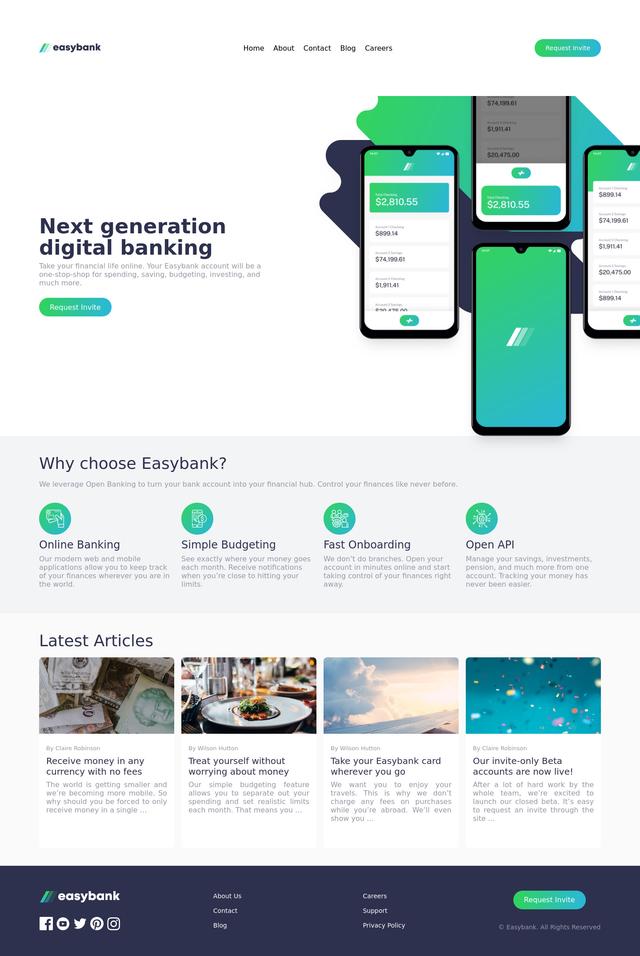 Frontend Mentor Easybank Landing Page With Html And Css Coding