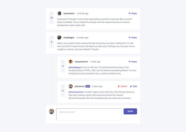 Frontend Mentor | Comments section coding challenge solution