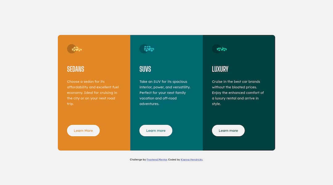 Frontend Mentor | 3-column card using plain HTML/CSS coding challenge solution