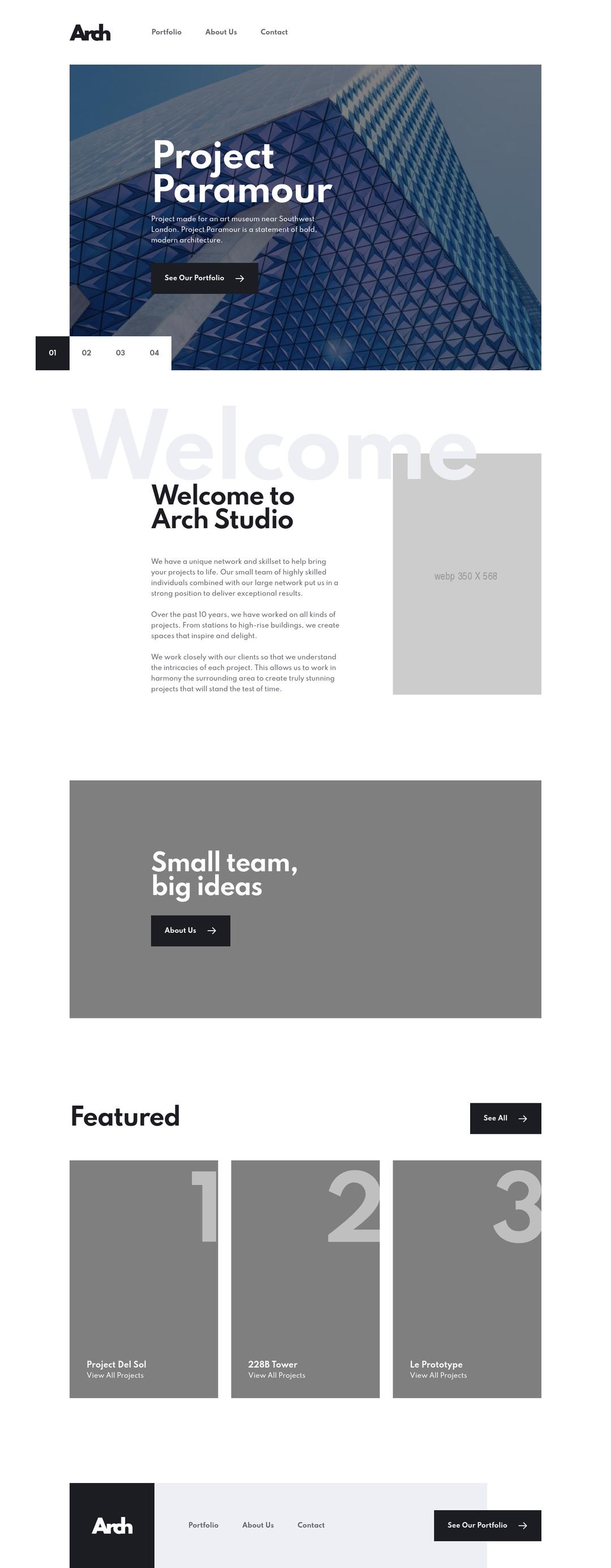 Frontend Mentor | Arch Studio. TailwindCSS, AlpineJS, leaflet, Swiperjs, ESBuild coding ...