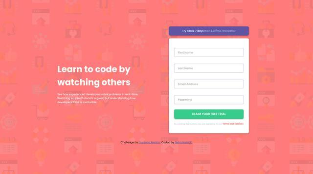 Frontend Mentor | Signup Form with HTML CSS & JS coding challenge solution