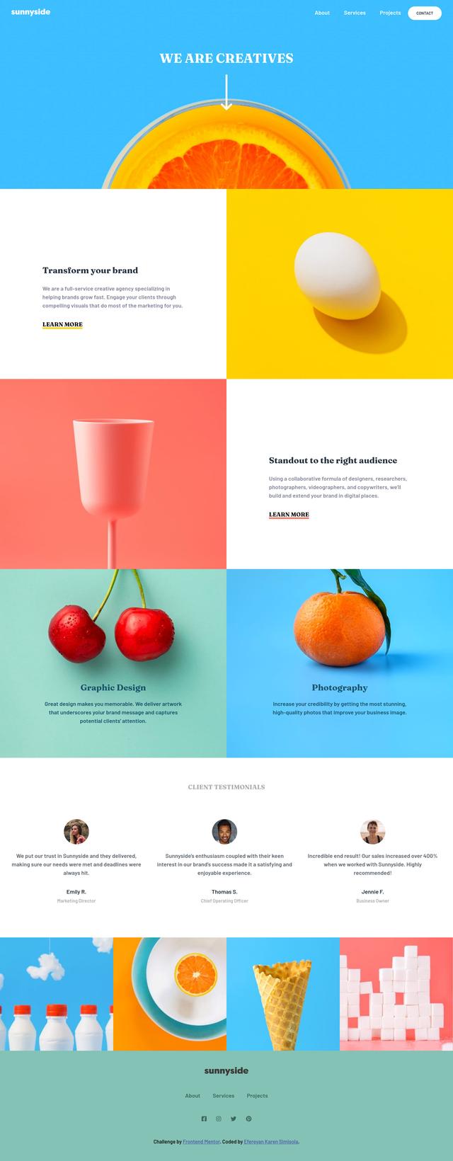 Frontend Mentor | Sunnyside Landing Page - HTML || CSS || JS coding ...