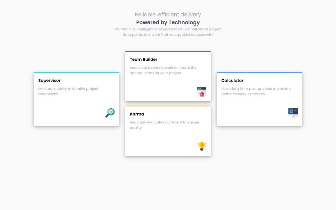 Frontend Mentor | Four card feature section with flexbox & grid CSS coding challenge solution