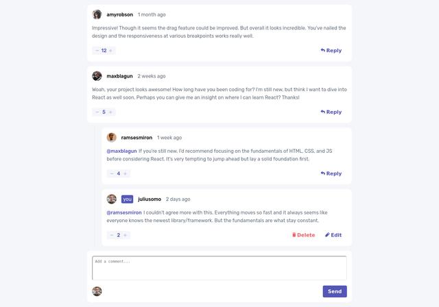 Frontend Mentor | Interactive comments build with react and emotion ...