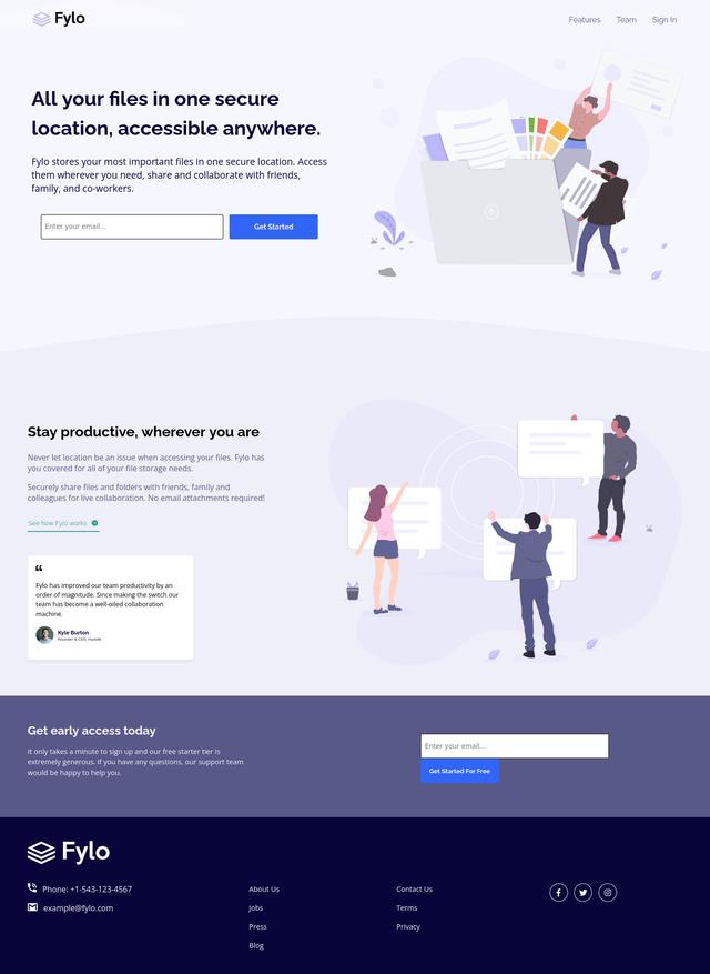Frontend Mentor | fylo landing page with two column layout coding ...