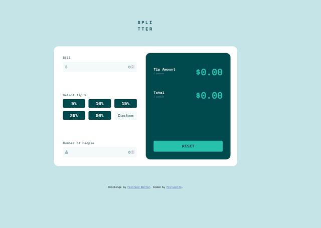 Frontend Mentor | Responsive and functional tip calculator with HTML,CSS and vanilla JS coding ...