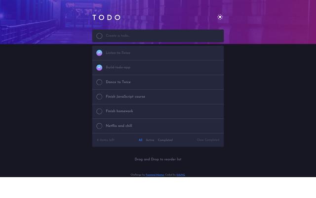 Frontend Mentor Todo App With Drag And Drop Feature Using Vanilla Javascript Coding Challenge