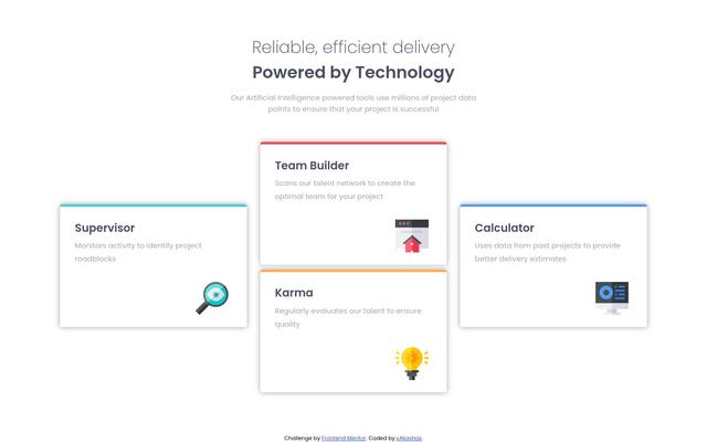 Frontend Mentor | Four card feature section using flex and position absolute coding challenge ...