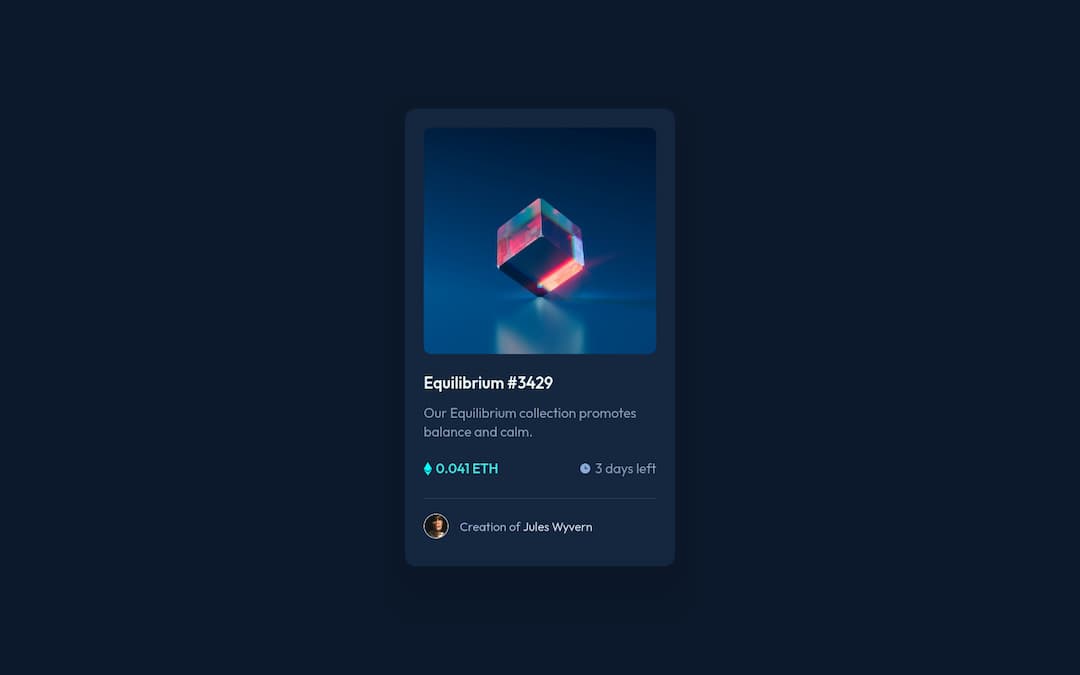Frontend Mentor | NFT Card created using Flexbox coding challenge solution