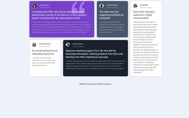 Frontend Mentor | Testimonials Cards using CSS Grid coding challenge ...
