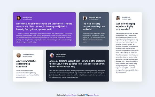 Frontend Mentor Responsive Testimonials Section Using Css Grid And