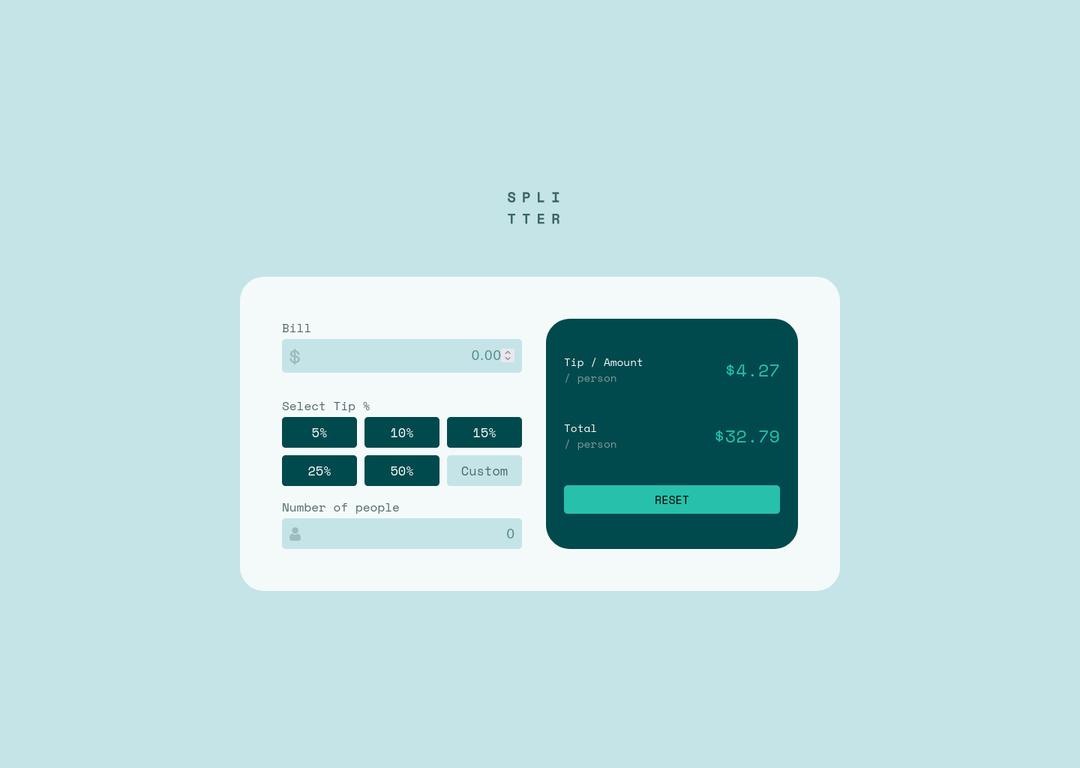 Frontend Mentor | Tip Calculator App using HTML, CSS, and JS coding ...