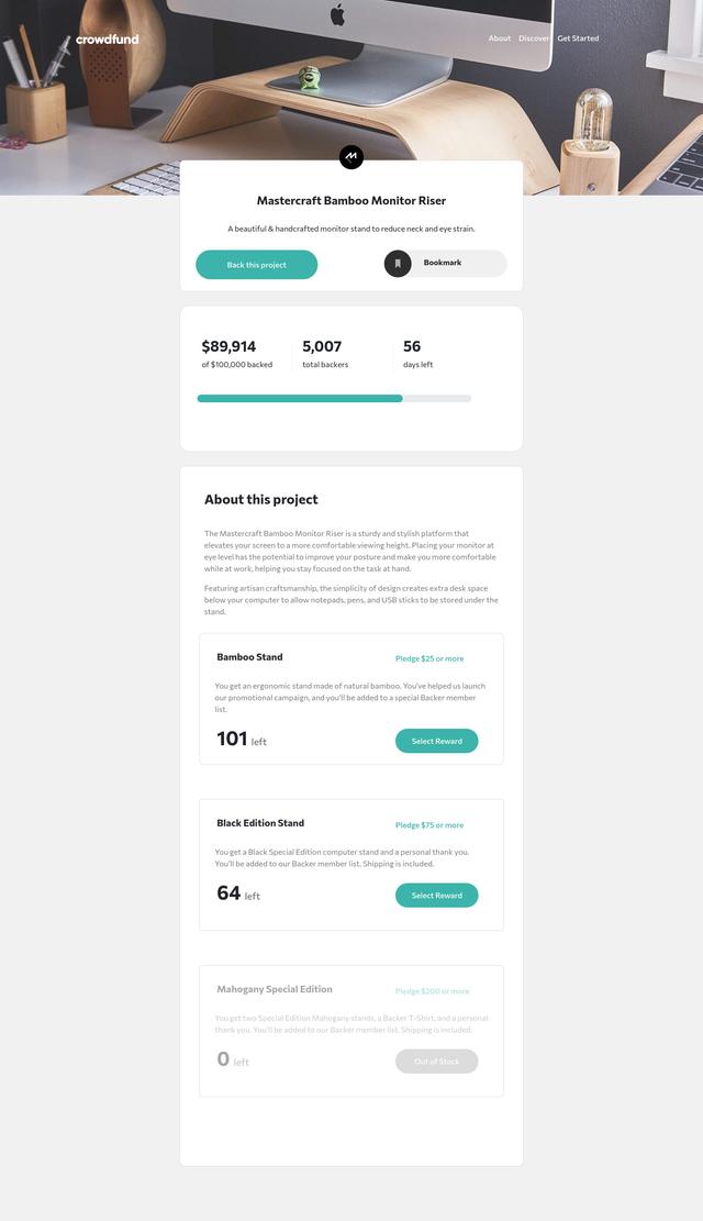 Frontend Mentor | Crowdfunding product page with Bootstrap 5 and JavaScript coding challenge ...