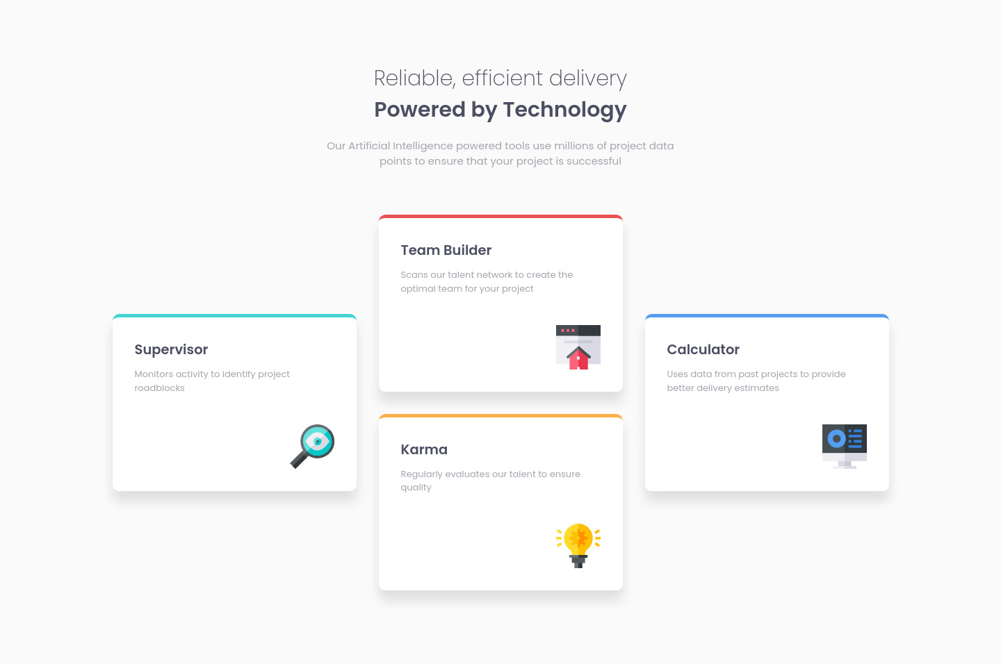 Frontend Mentor | Four card feature section coding challenge solution