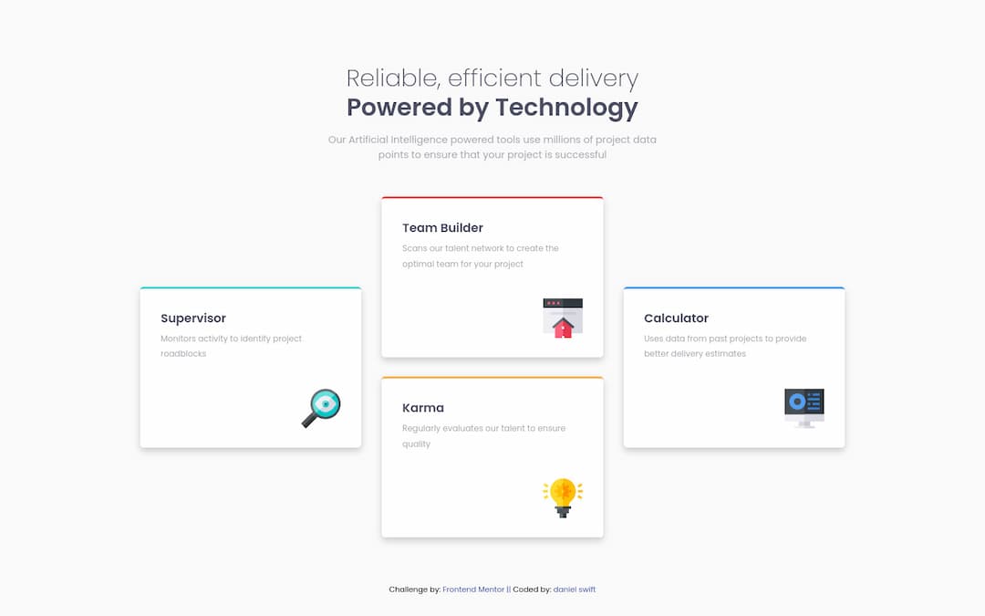 Frontend Mentor | Responsive Four Card Feature Section Using HTML & CSS Grid coding challenge ...