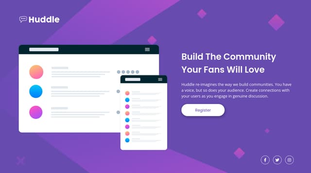 Frontend Mentor | Huddle landing page with a single introductory section using HTML, CSS coding ...